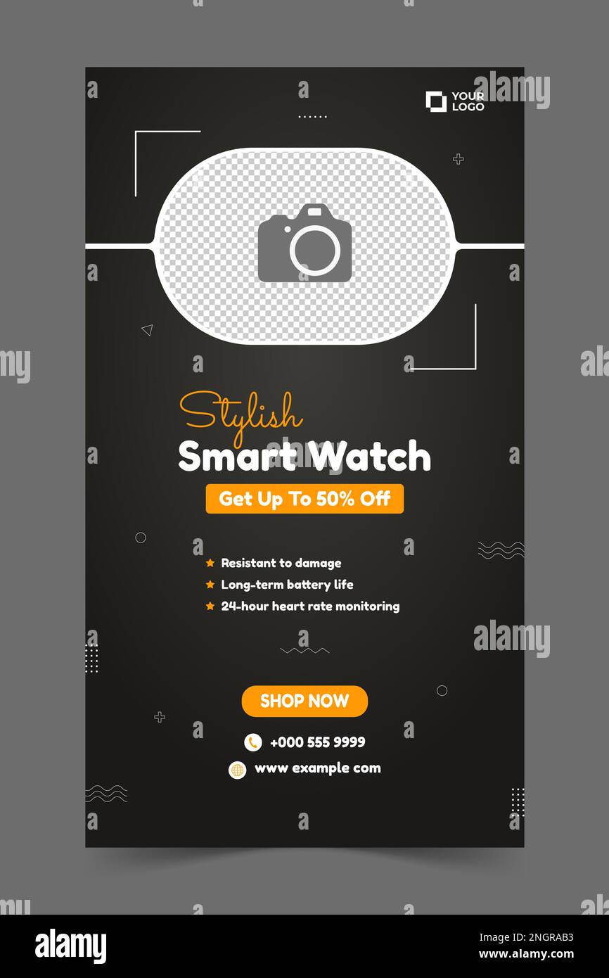 Editable banner social media story template. Watch product story post ...