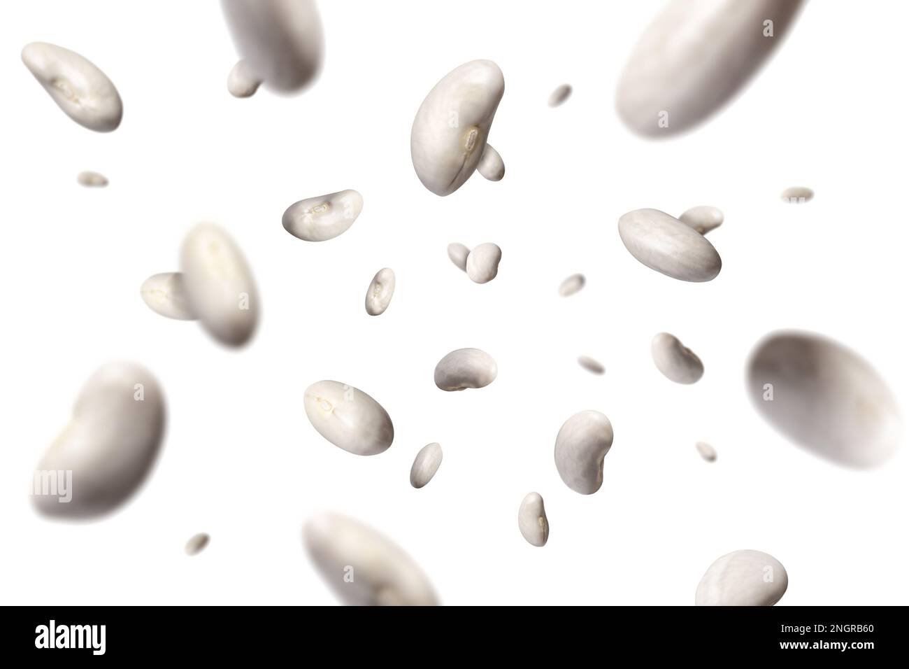 butter beans flying and falling in the air on white Stock Photo - Alamy