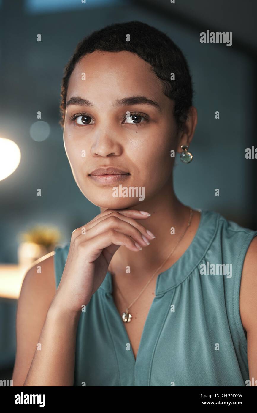 Black startup administrator thinking hi-res stock photography and ...