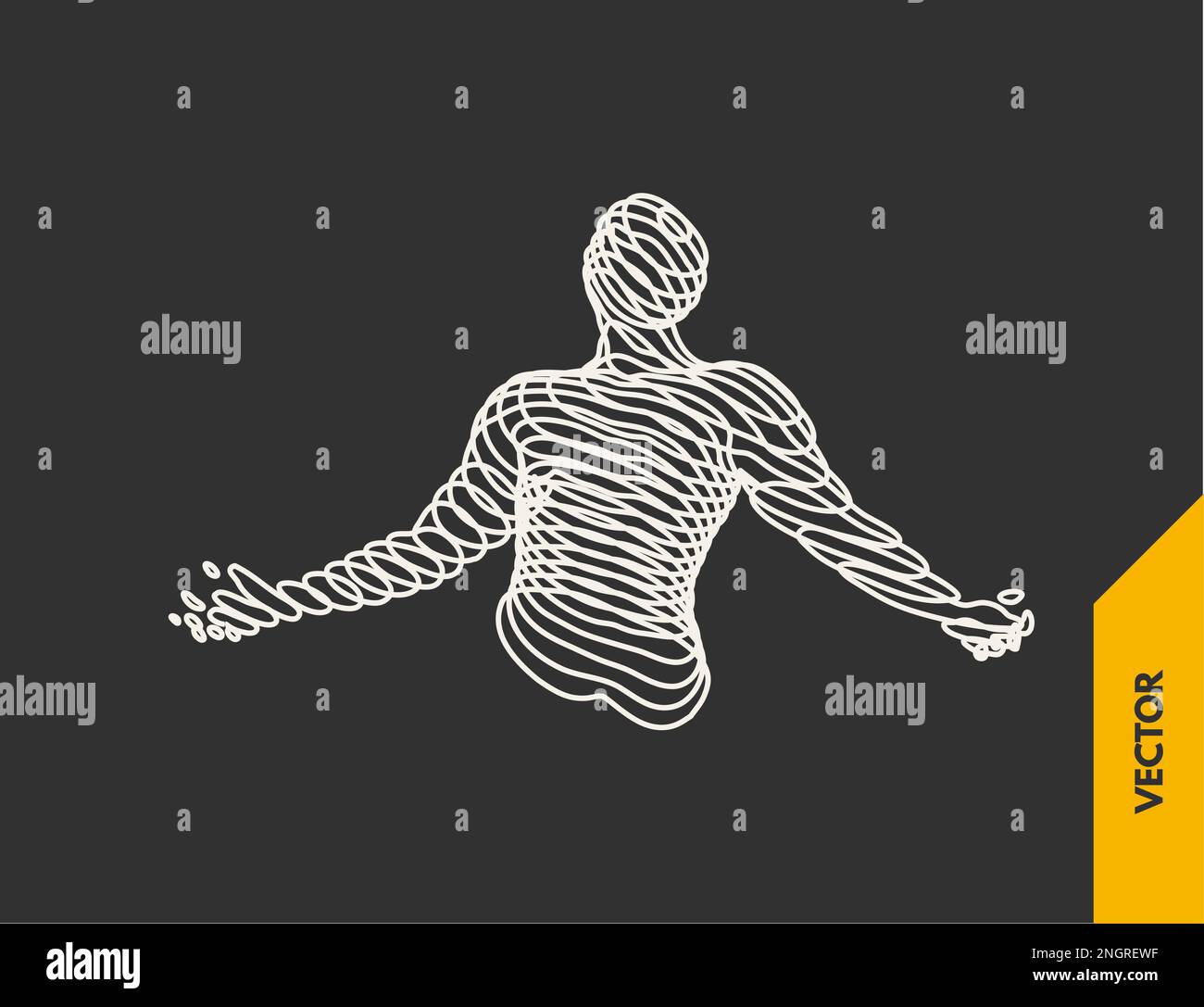 3d model of man. Vector illustration. Wire connection to virtual ...