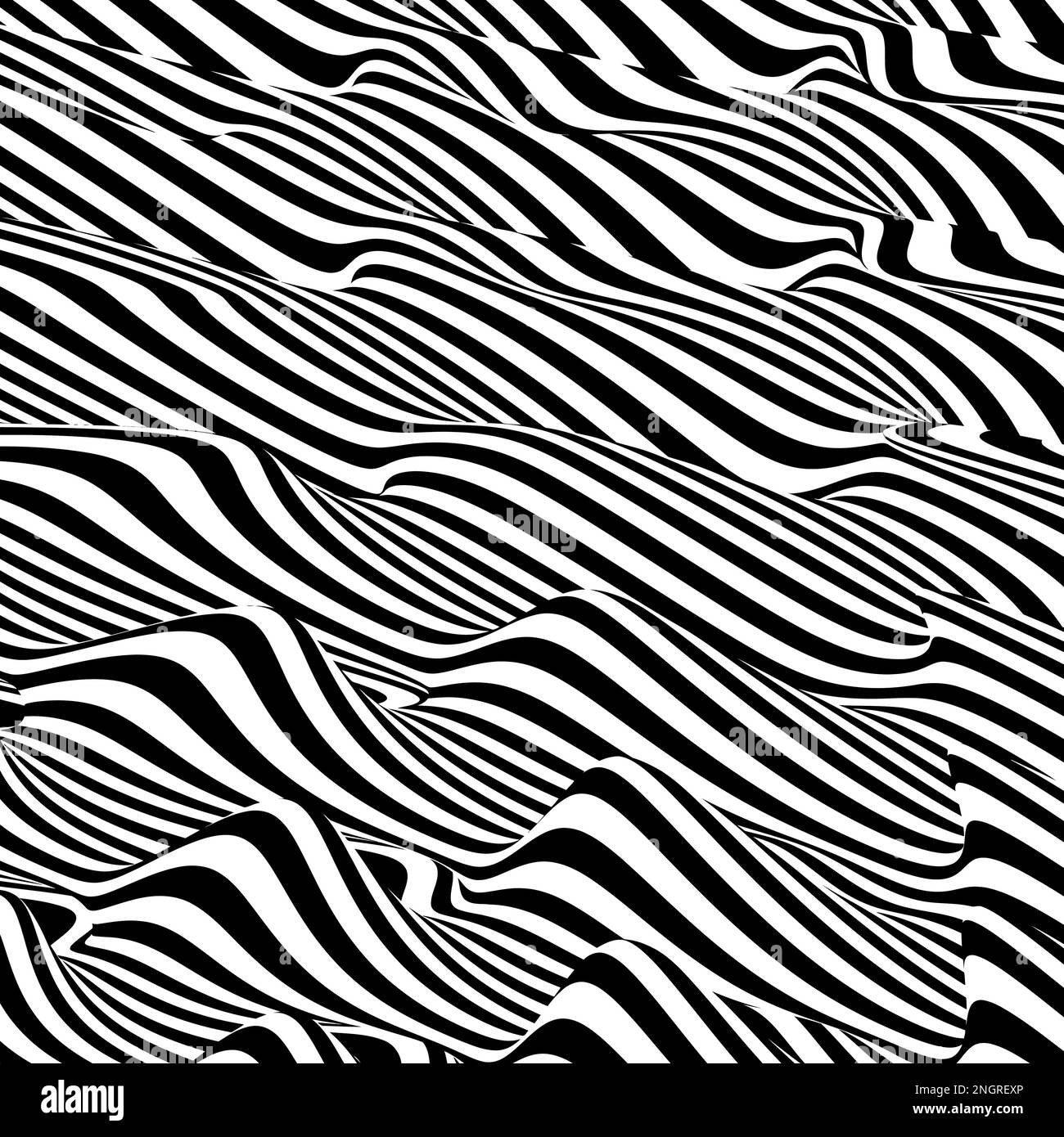 3D wavy background. Dynamic effect. Black and white design. Pattern ...