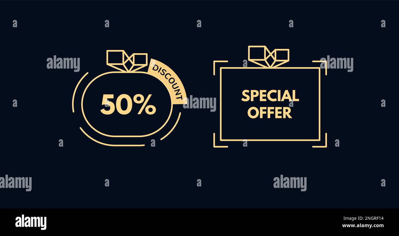 Sale tag. 50% percent discount sign. Promotion coupon design for ...