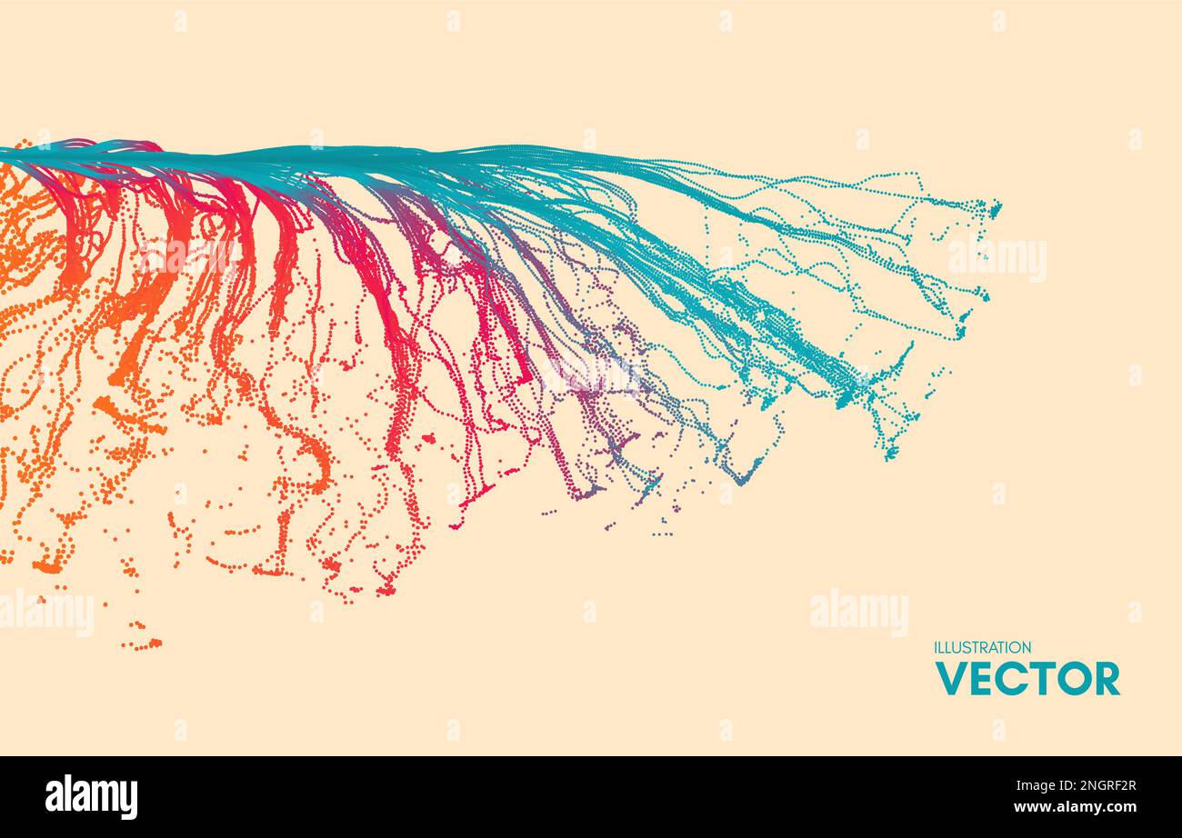 Point explode. Array with dynamic emitted particles. 3d technology ...