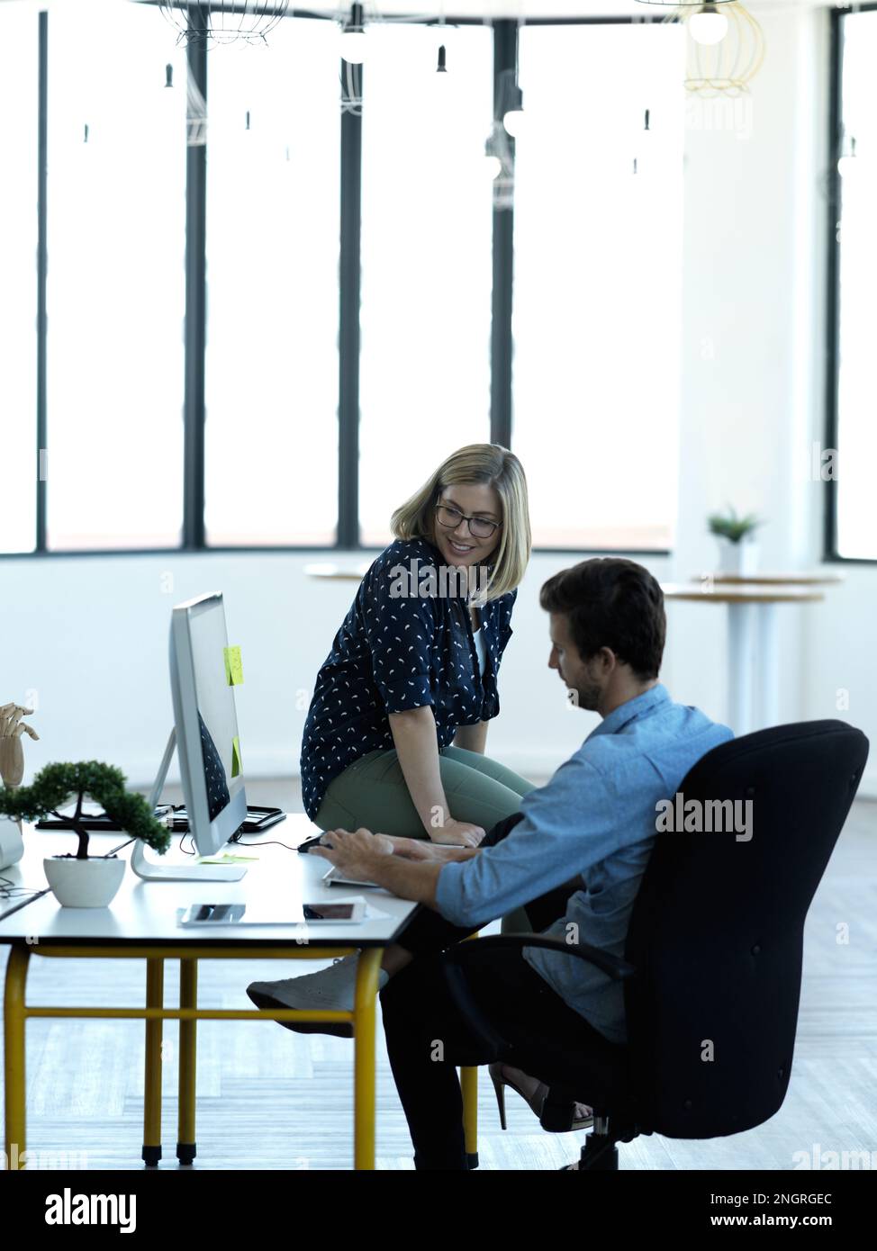 Planning, coaching and management with business people at computer for ...