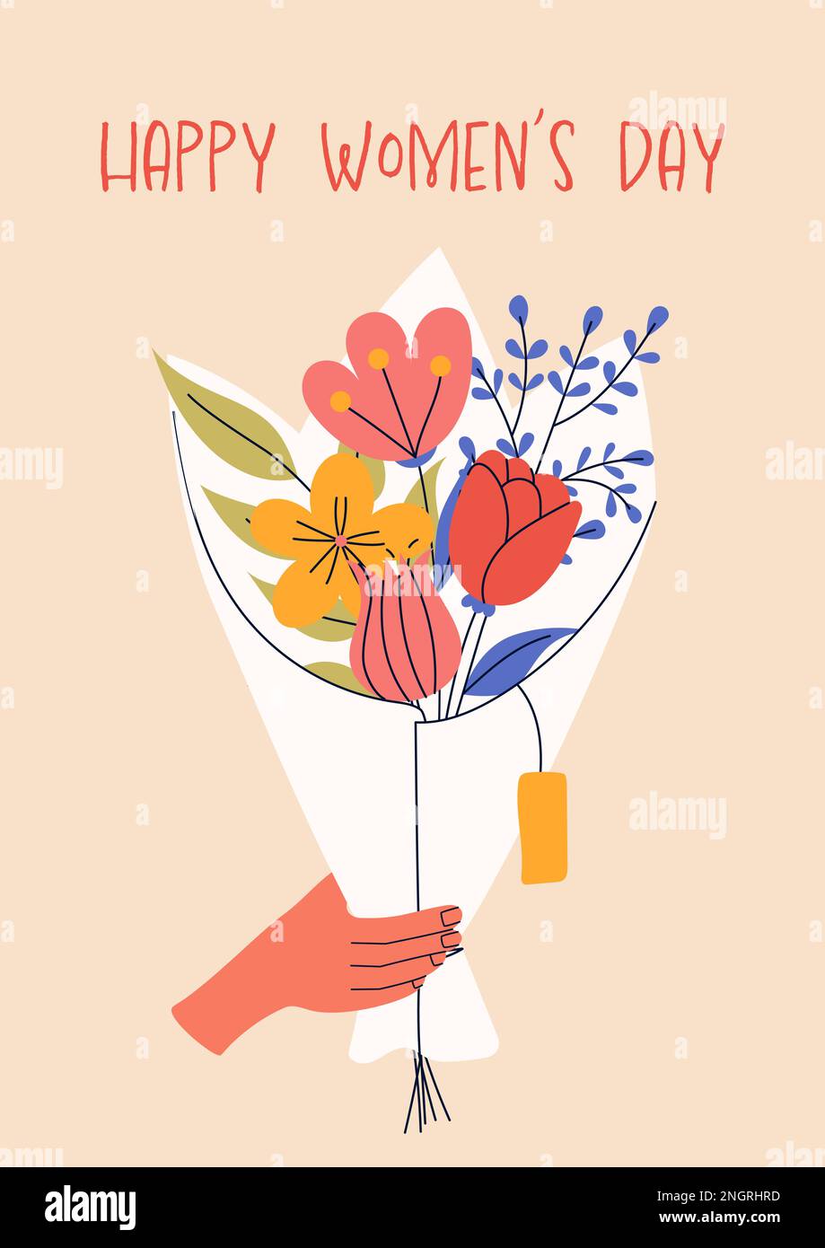 8 march, International Women's Day. Greeting card or postcard templates ...