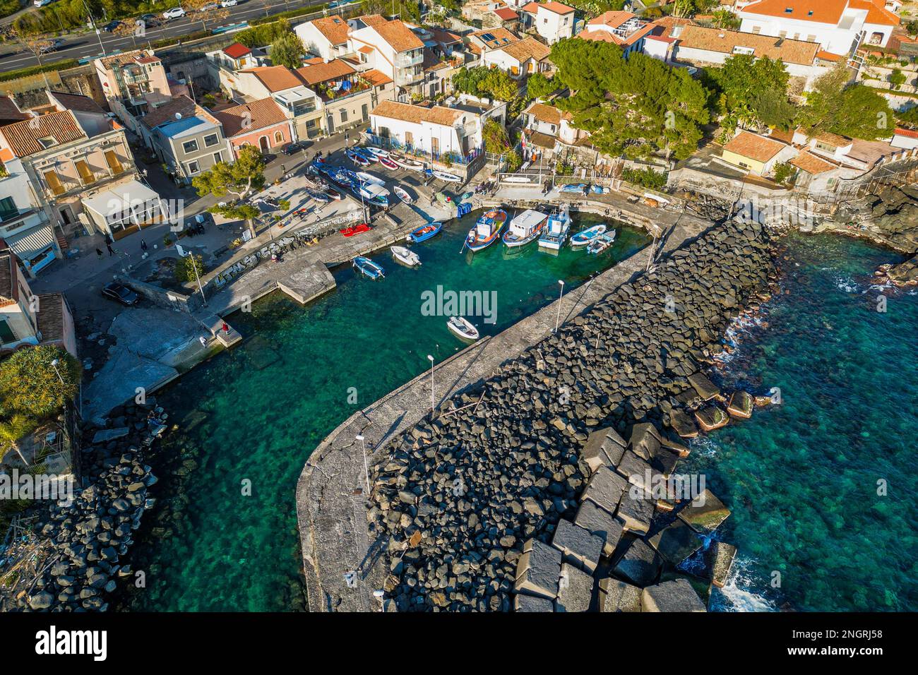A stunning aerial view of San Giovanni li Cuti, a picturesque seaside ...