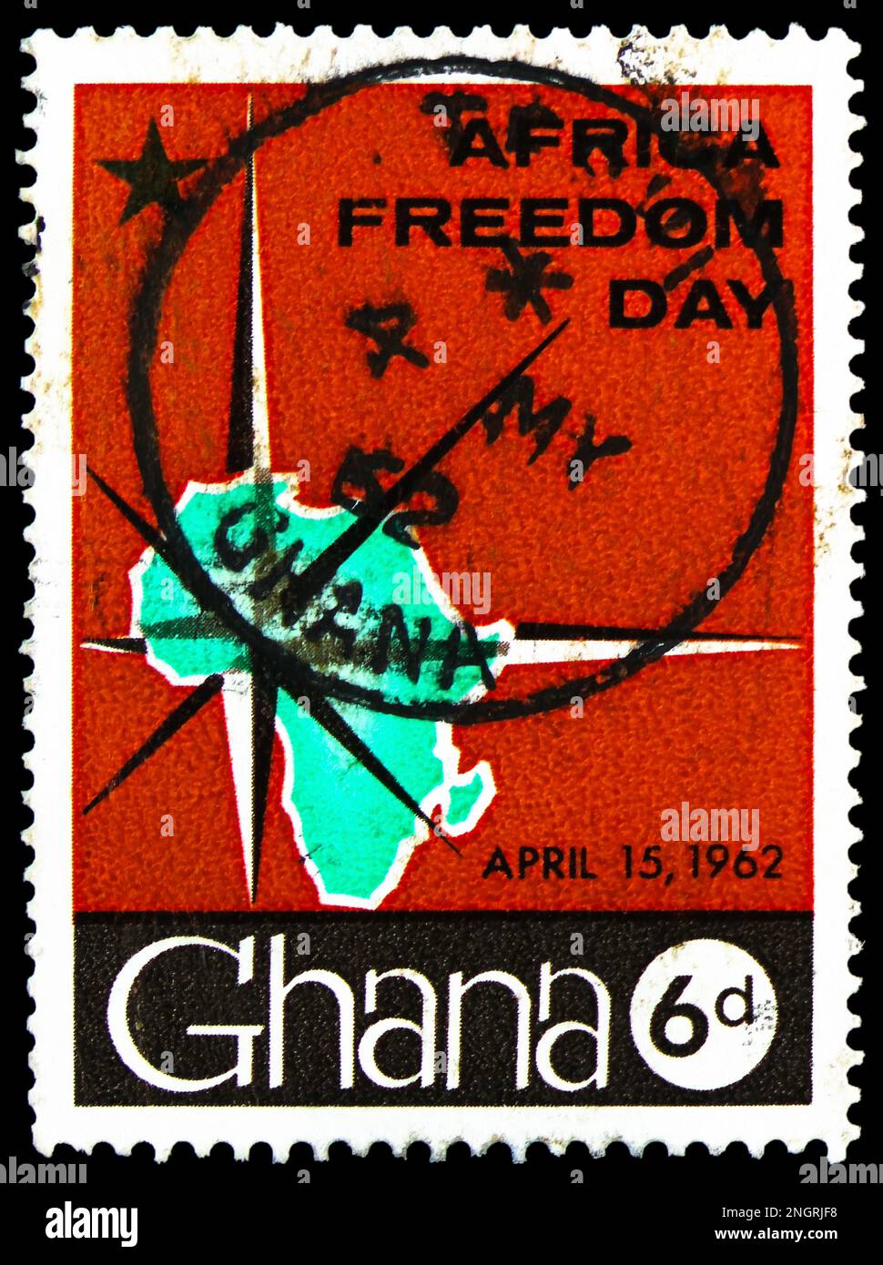 MOSCOW, RUSSIA - FEBRUARY 15, 2023: Postage stamp printed in Ghana ...
