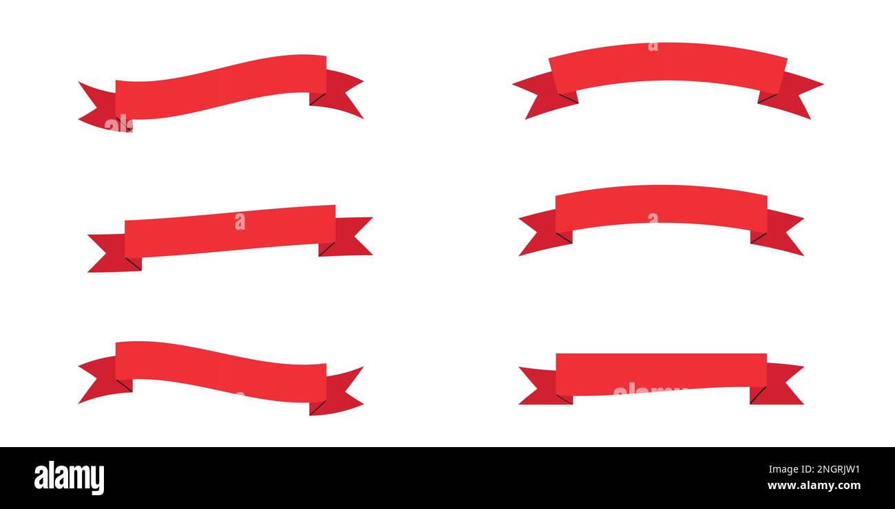 Different styles of red ribbon sets with white background Stock Vector ...