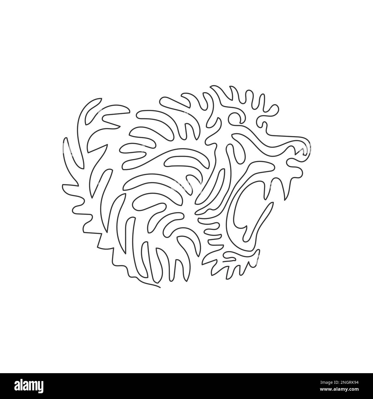 Single curly one line drawing of wild baboon abstract art. Continuous ...