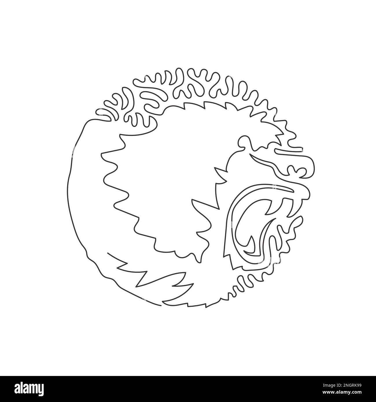 Single one line drawing abstract art. Baboon sharp canine teeth ...