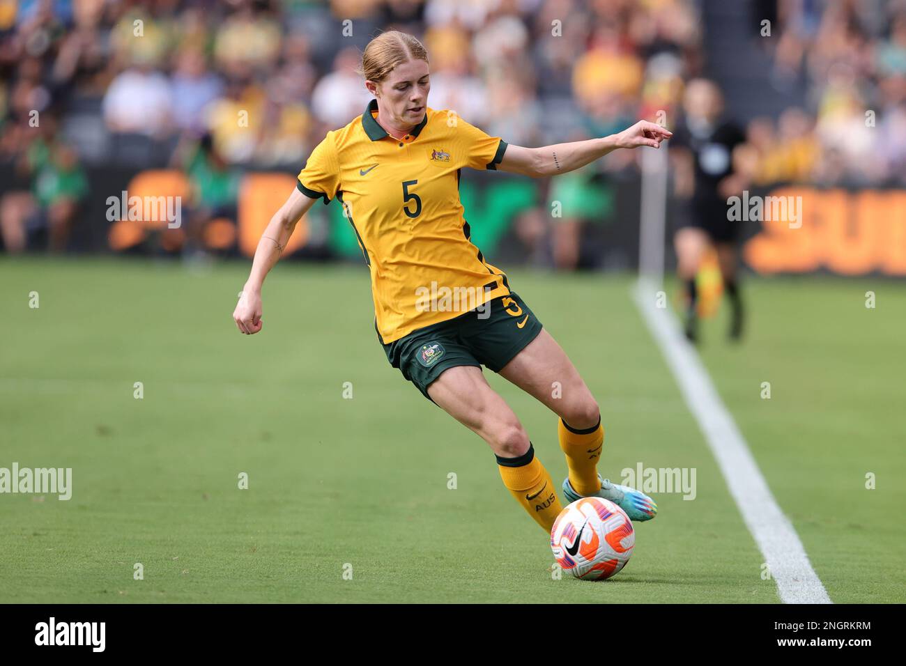 Sydney, Australia. 19th Feb, 2023. Cortnee Vine of Australia dribbles ...