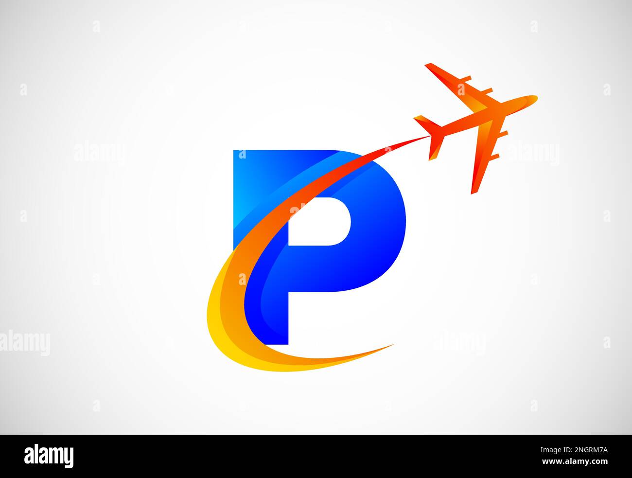 Initial P alphabet with a swoosh and airplane logo design. Suitable for ...