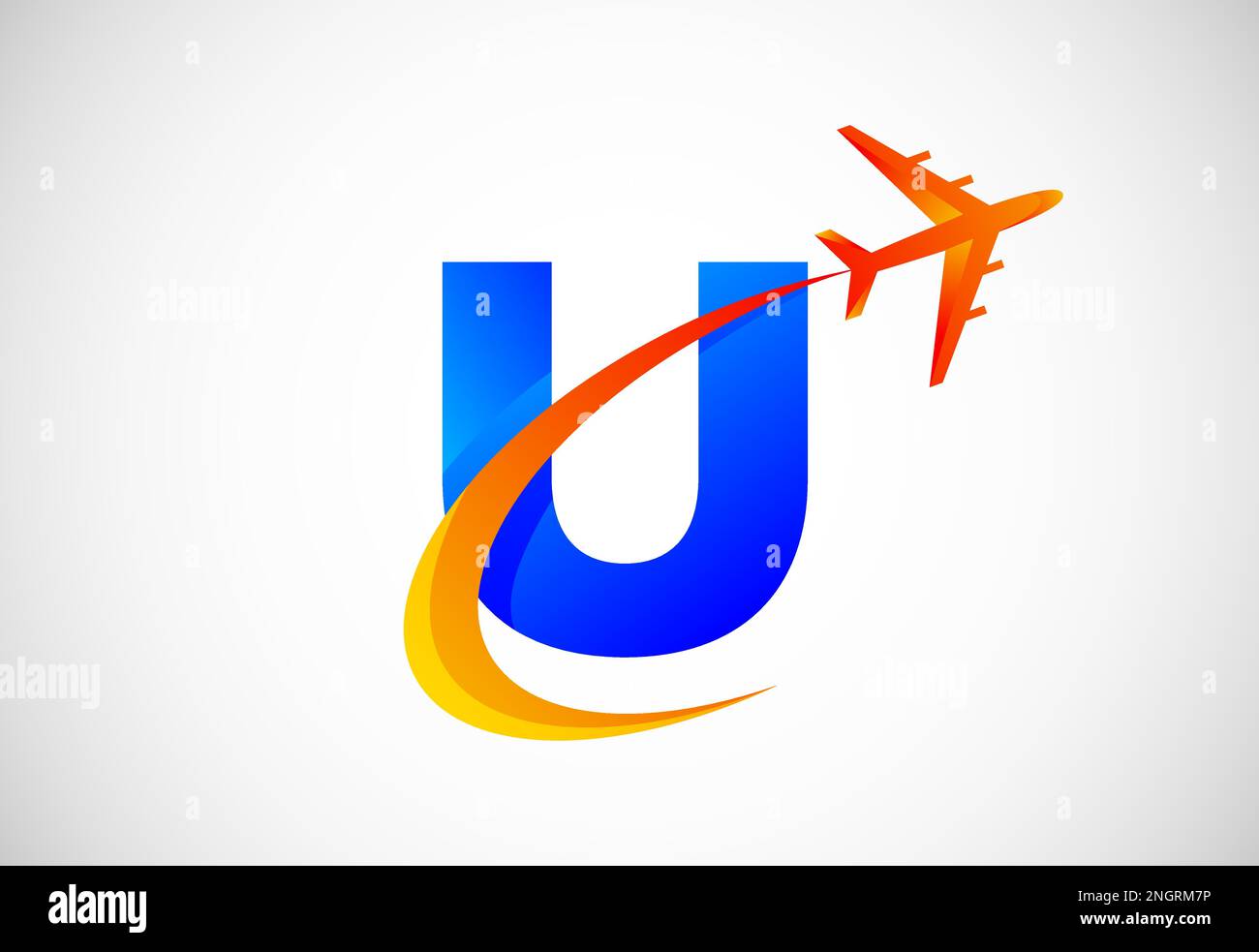 Initial U alphabet with a swoosh and airplane logo design. Suitable for ...