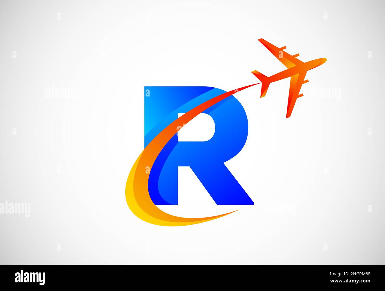 Initial R alphabet with a swoosh and airplane logo design. Suitable for ...