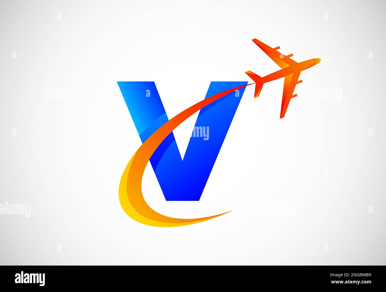 Initial V alphabet with a swoosh and airplane logo design. Suitable for ...