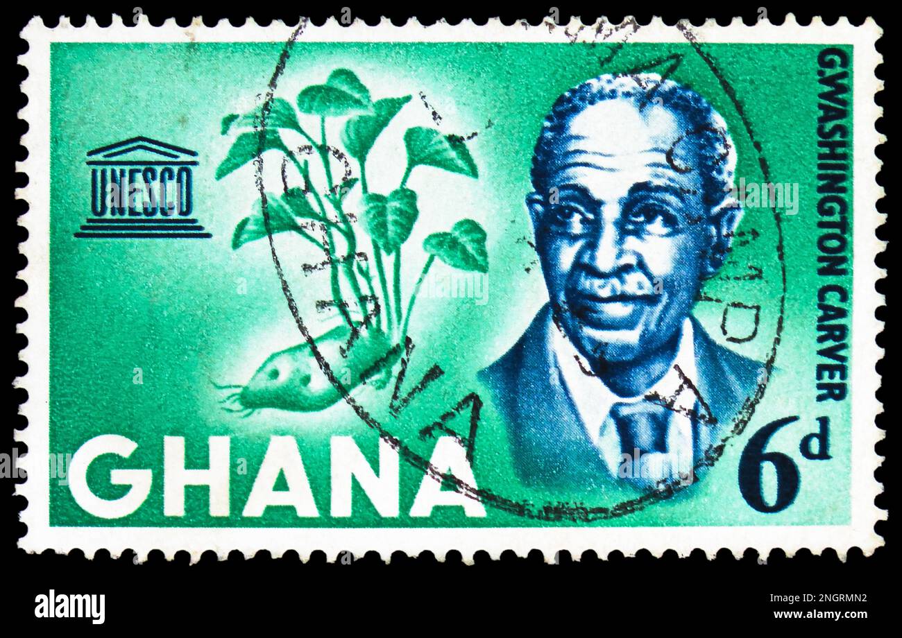 MOSCOW, RUSSIA - FEBRUARY 15, 2023: Postage stamp printed in Ghana ...