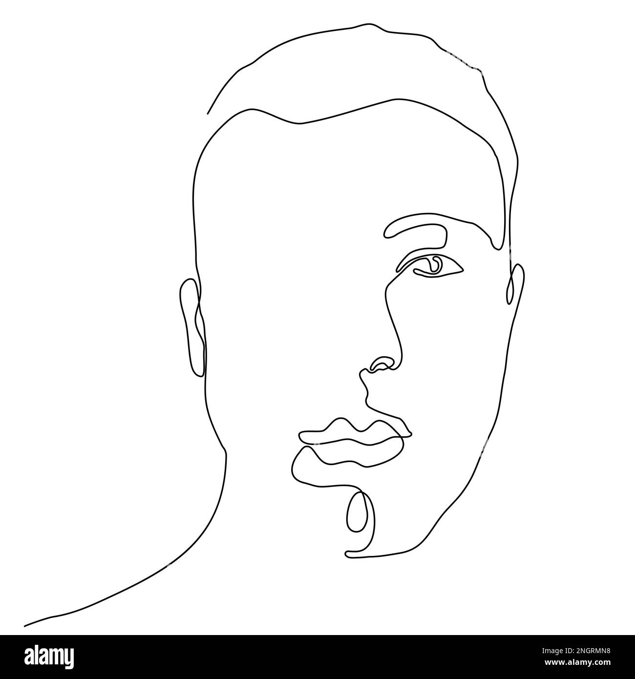 Face man line art minimalist logo. Line sketch of man face. Abstract ...