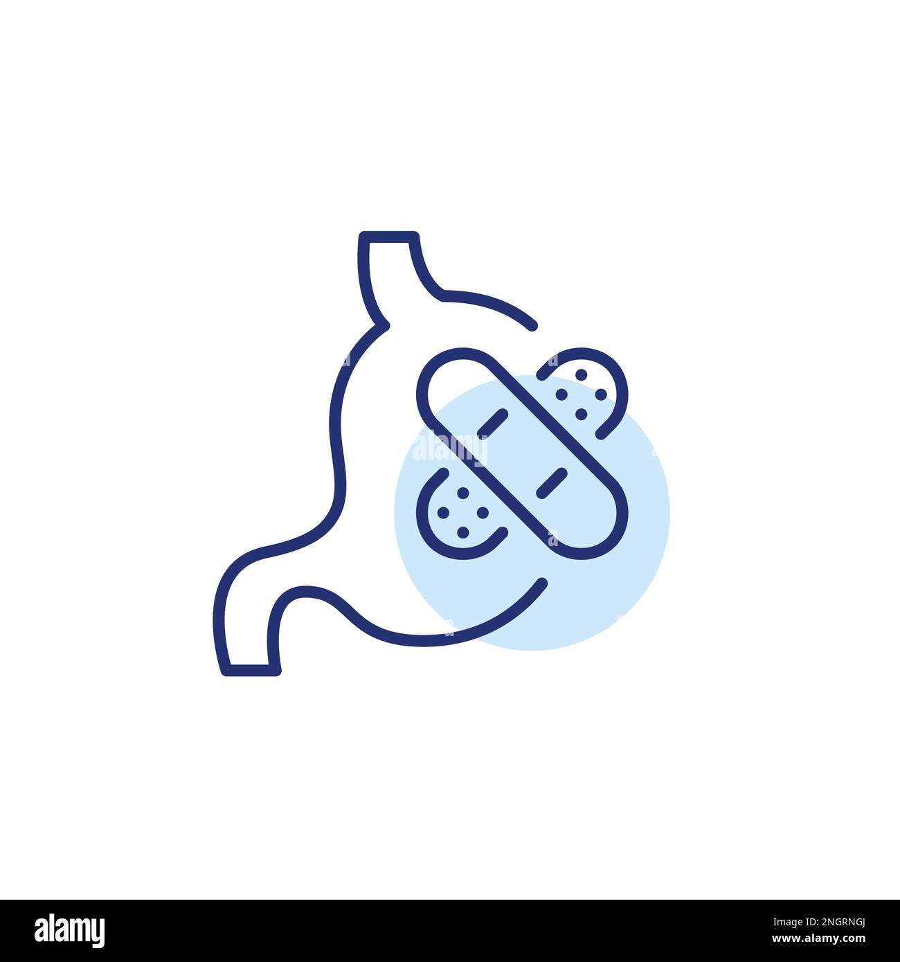 Stomach with bandaid. Gastroenterology medical assistance. Pixel ...