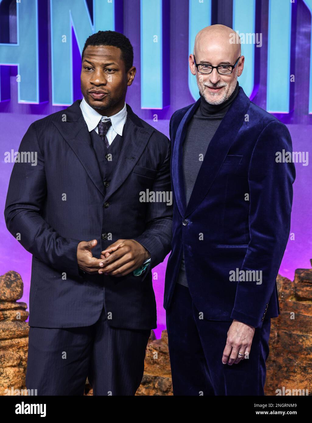 London, UK. 16th Feb, 2023. Jonathan Majors and Peyton Reed seen ...