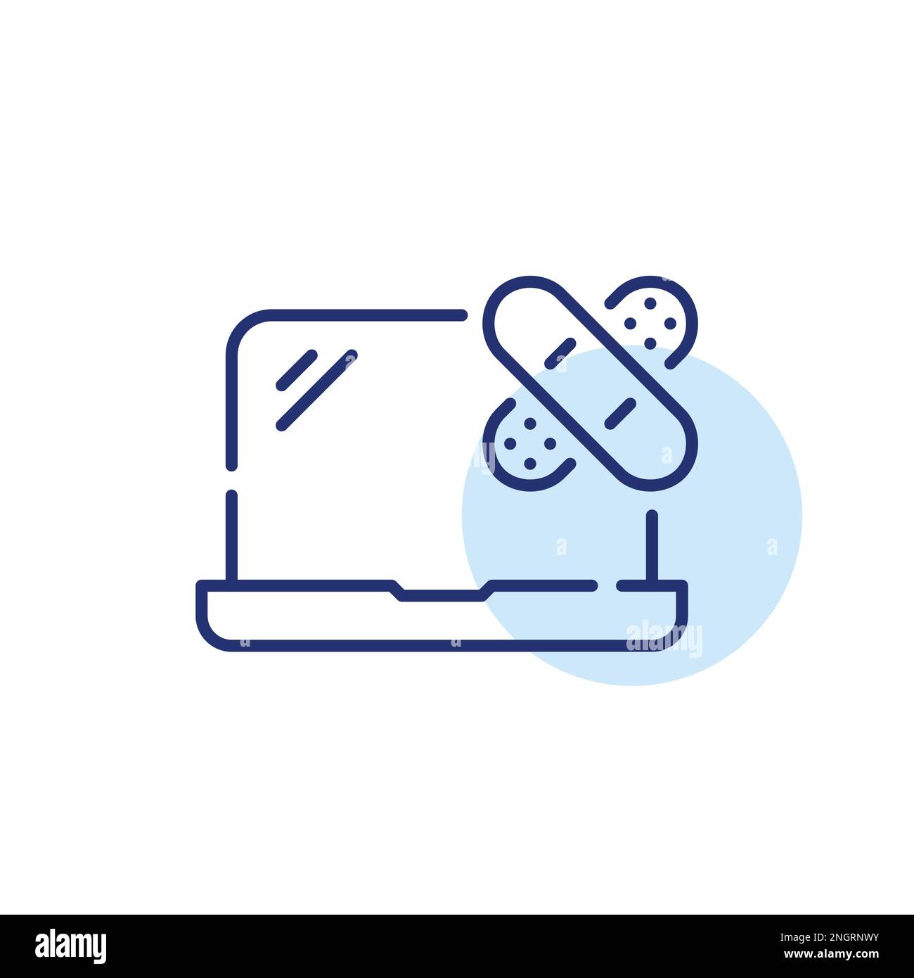 Laptop with bandaid. Computer repair clinic. Pixel perfect, editable stroke line icon Stock ...