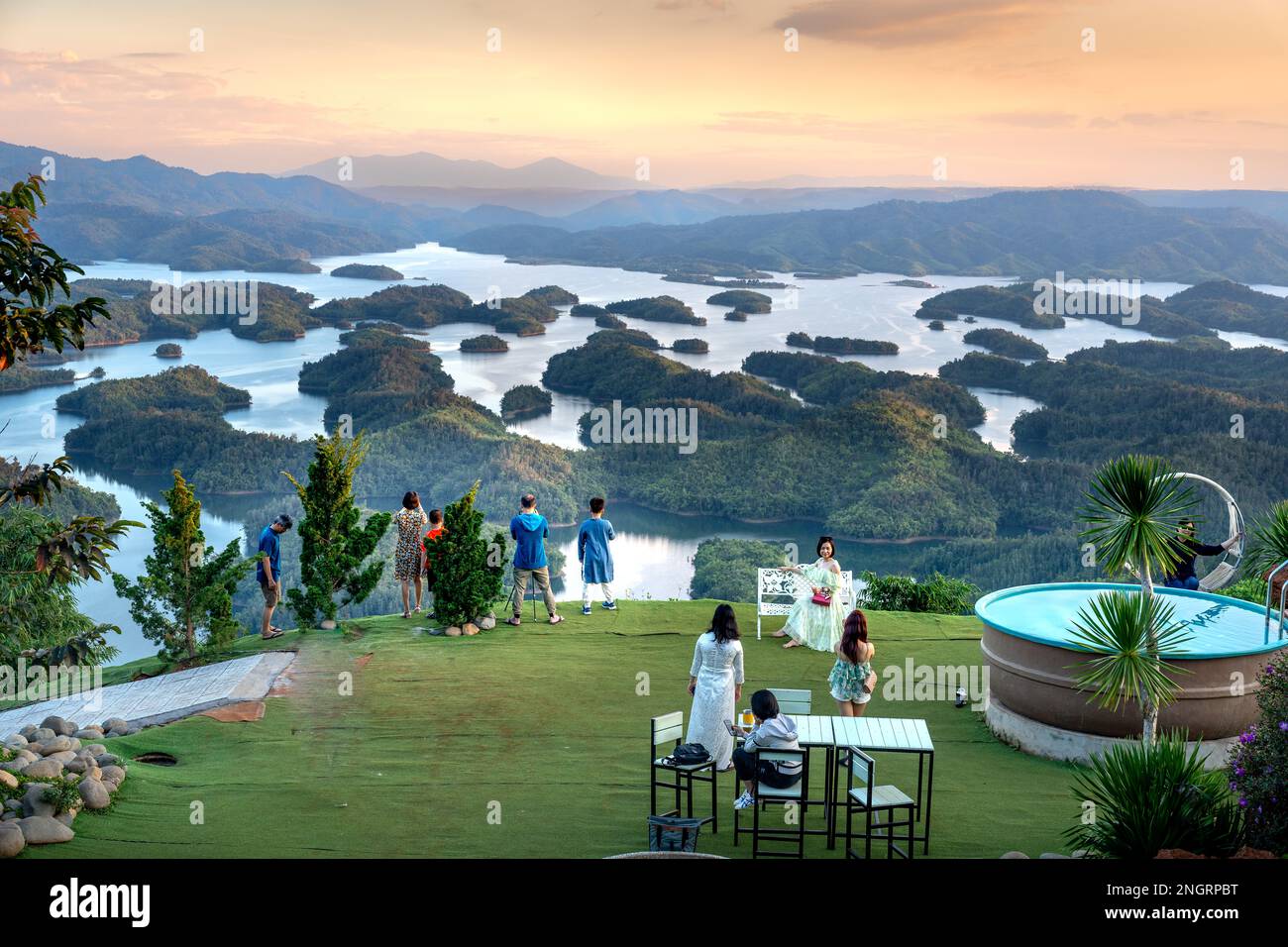 Tourists experience at Ho Ta Dung tourist area, Gia Nghia town, Dak Nong province, Vietnam Stock ...