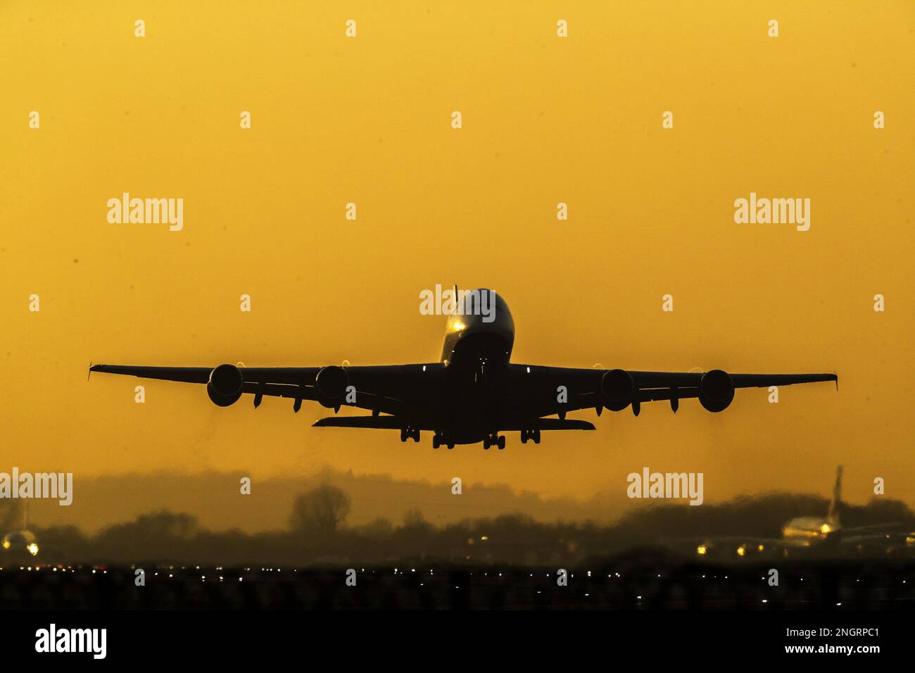 File photo dated 06/02/20 of a British Airways Airbus A380-841 with ...