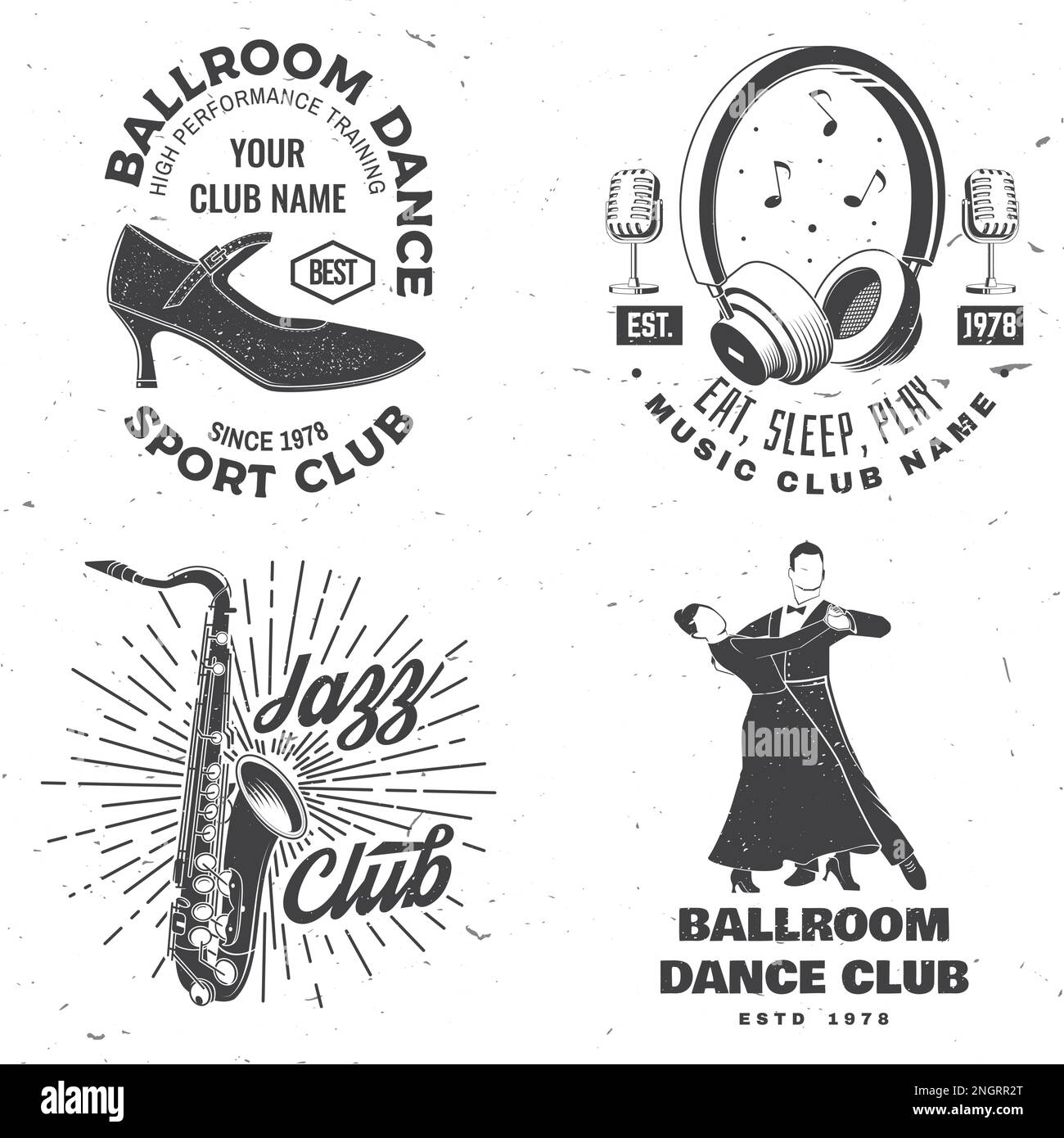 Set of retro music and ballroom dance sport club logos, badges design ...