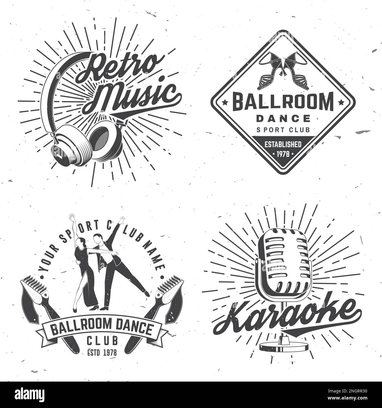 Set of retro music and ballroom dance sport club logos, badges design ...