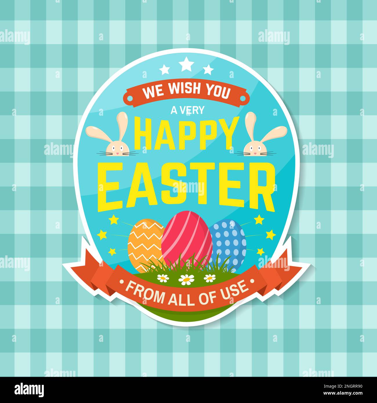 We wish you a very happy easter holidays card, sticker, patch. Vector. Typography design with ...