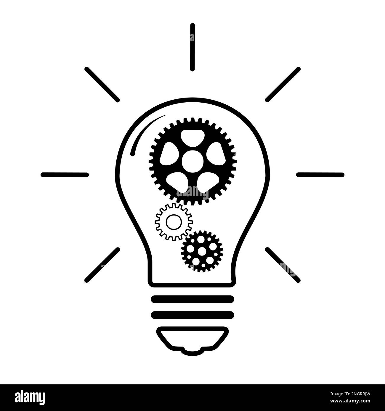 Vector innovation icon. Light bulb and gear inside. Premium quality graphic design element ...