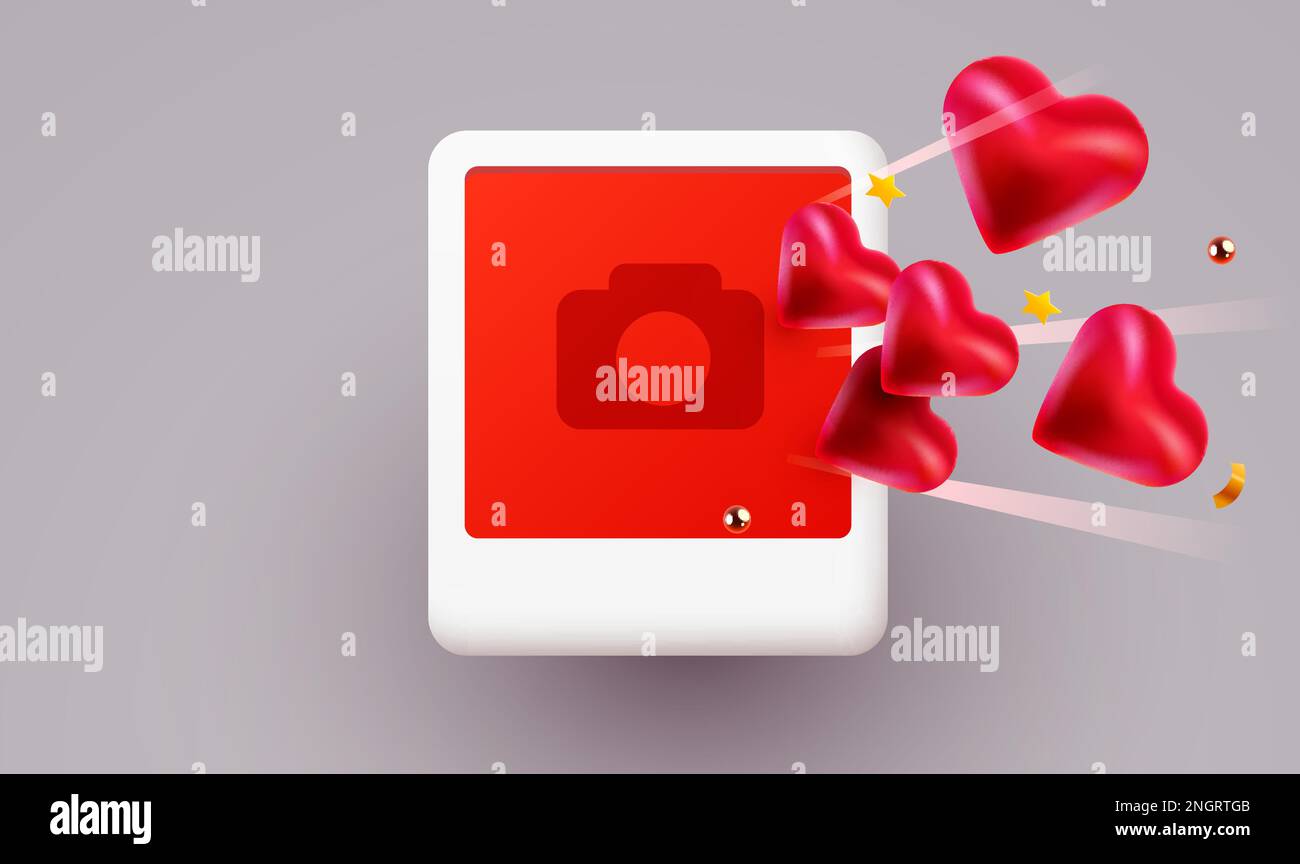 Social media photo frame with hearts. Likes and followers concept ...