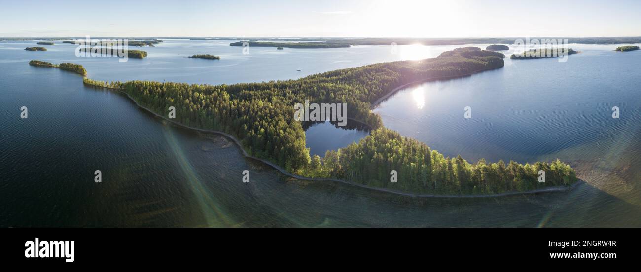 Aerial panorama of ridge island at lake Saimaa Stock Photo - Alamy
