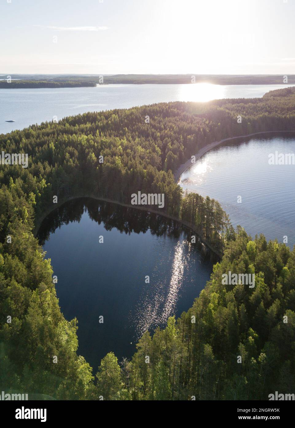 Ridge island with inner lake Stock Photo - Alamy
