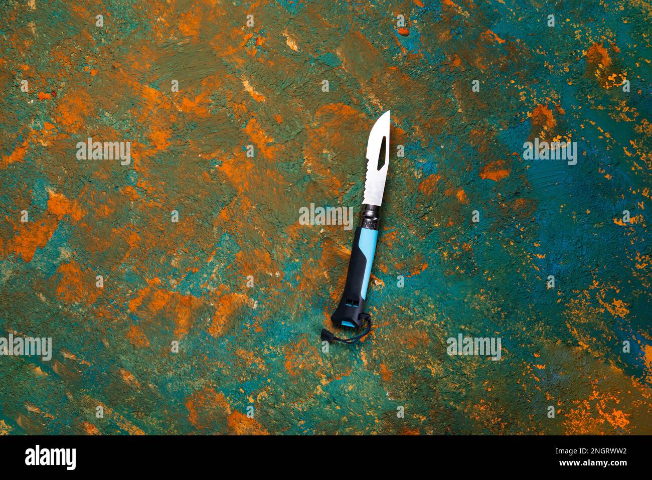 Tourist folding knife. Knife with whistle and serrated blade. French ...