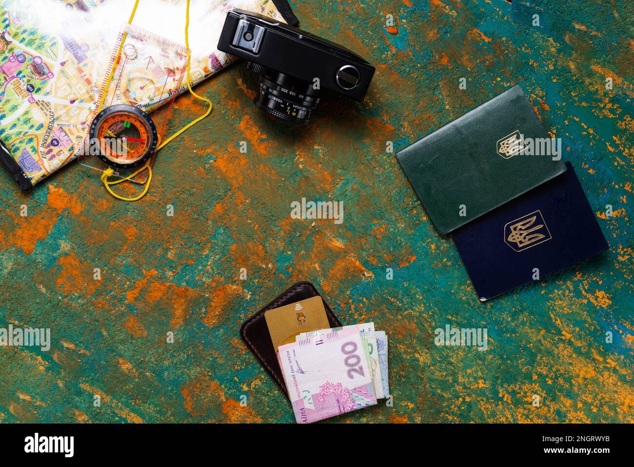 Documents of the conscript to the army. Military ID, passport and money ...