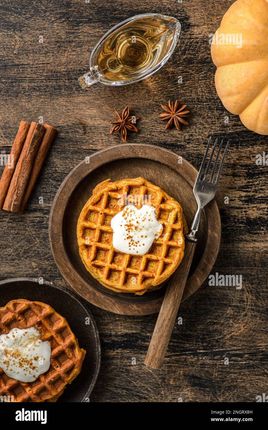 waffles made from pumpkin puree, eggs and flour, with the addition of ...