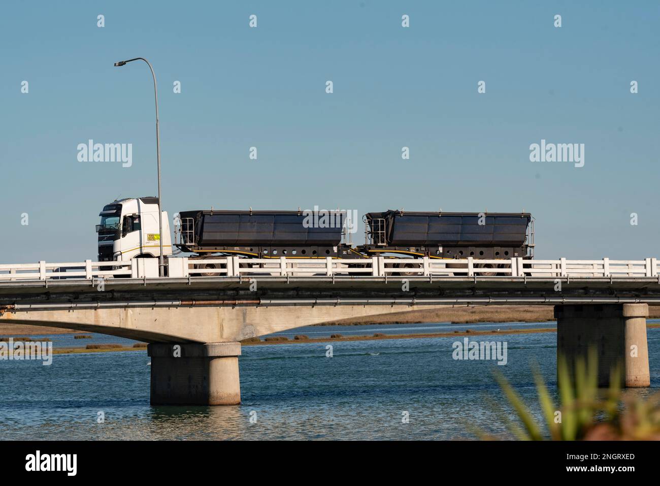 Velddrif, Western Cape, South Africa. 2023. Truck with side tipping ...