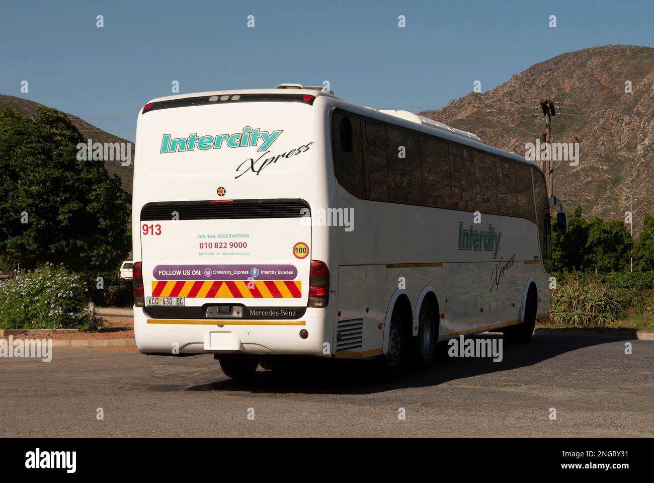 Ashton, Western Carpe, South Africa. 2023. Long distance bus departing ...
