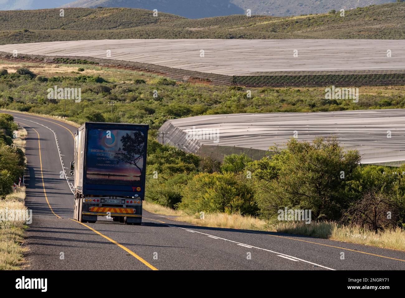 Western Cape, South Africa. 2023. Truck driving along the R60 highway ...
