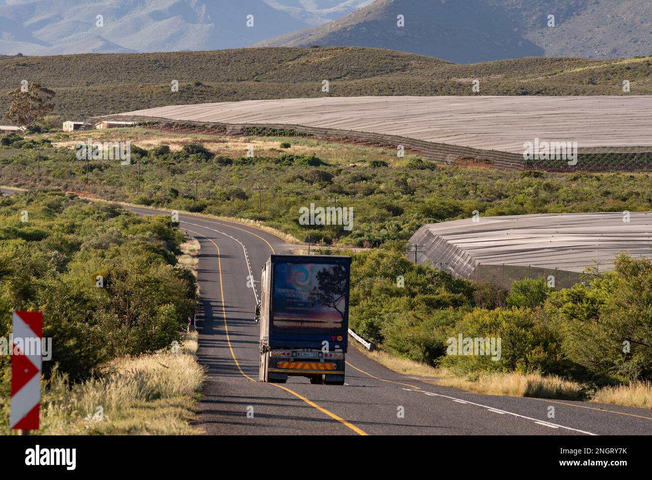 Western Cape, South Africa. 2023. Truck driving along the R60 highway ...