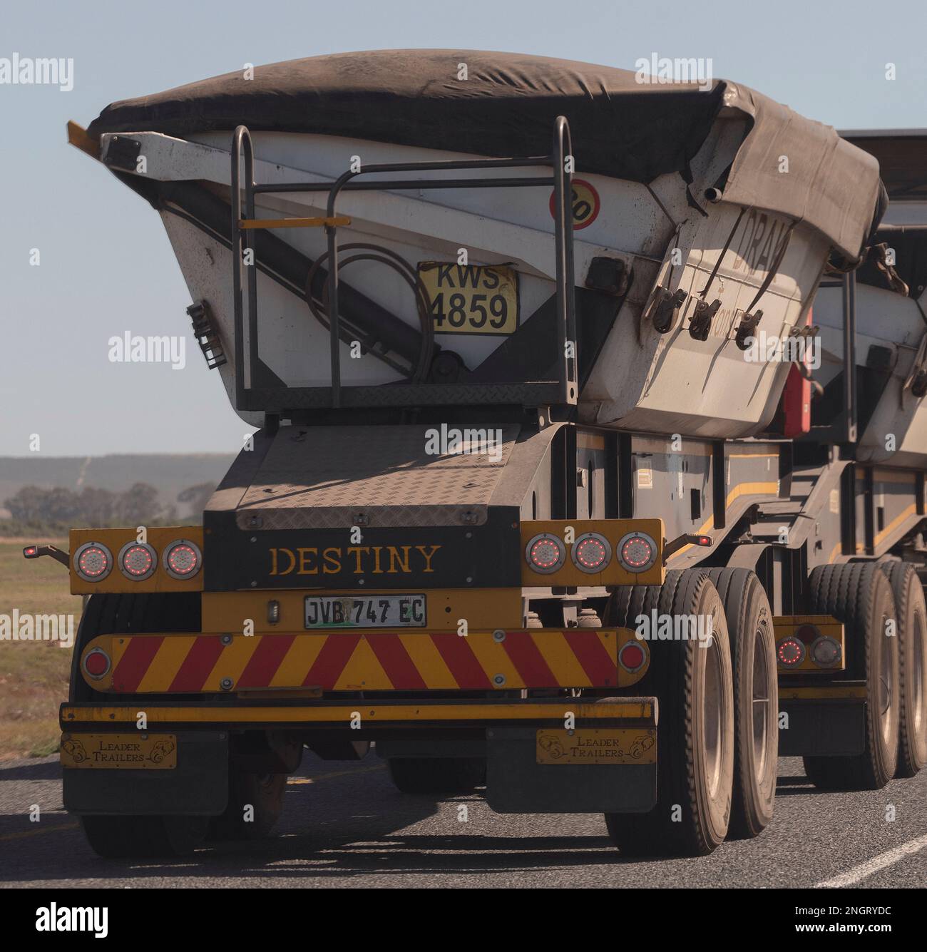 Western Cape, South Africa. 2023. Reaar view of a truck with side ...