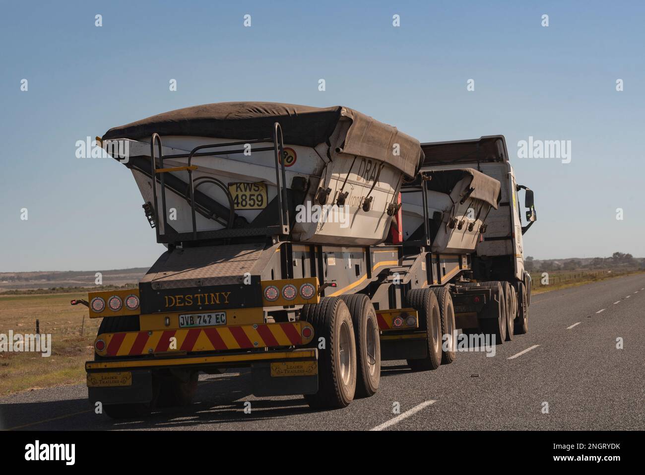 Western Cape, South Africa. 2023. Reaar view of a truck with side ...