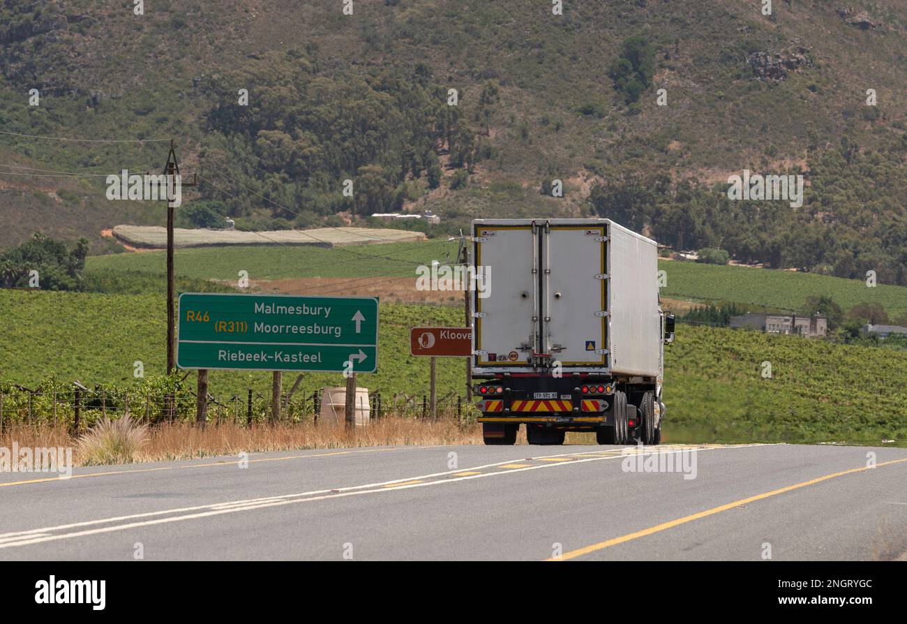 Swartland region Western Cape South Africa. 2023. White truck ...