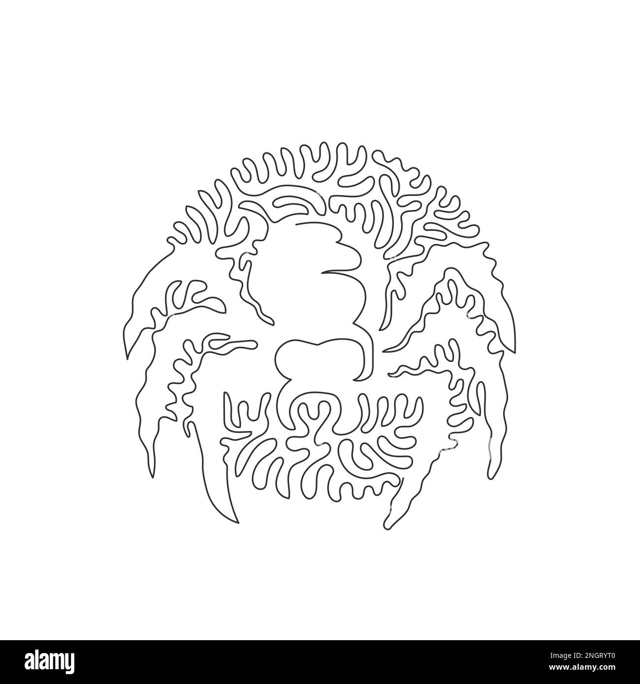 Single curly one line drawing of gruesome spider abstract art ...