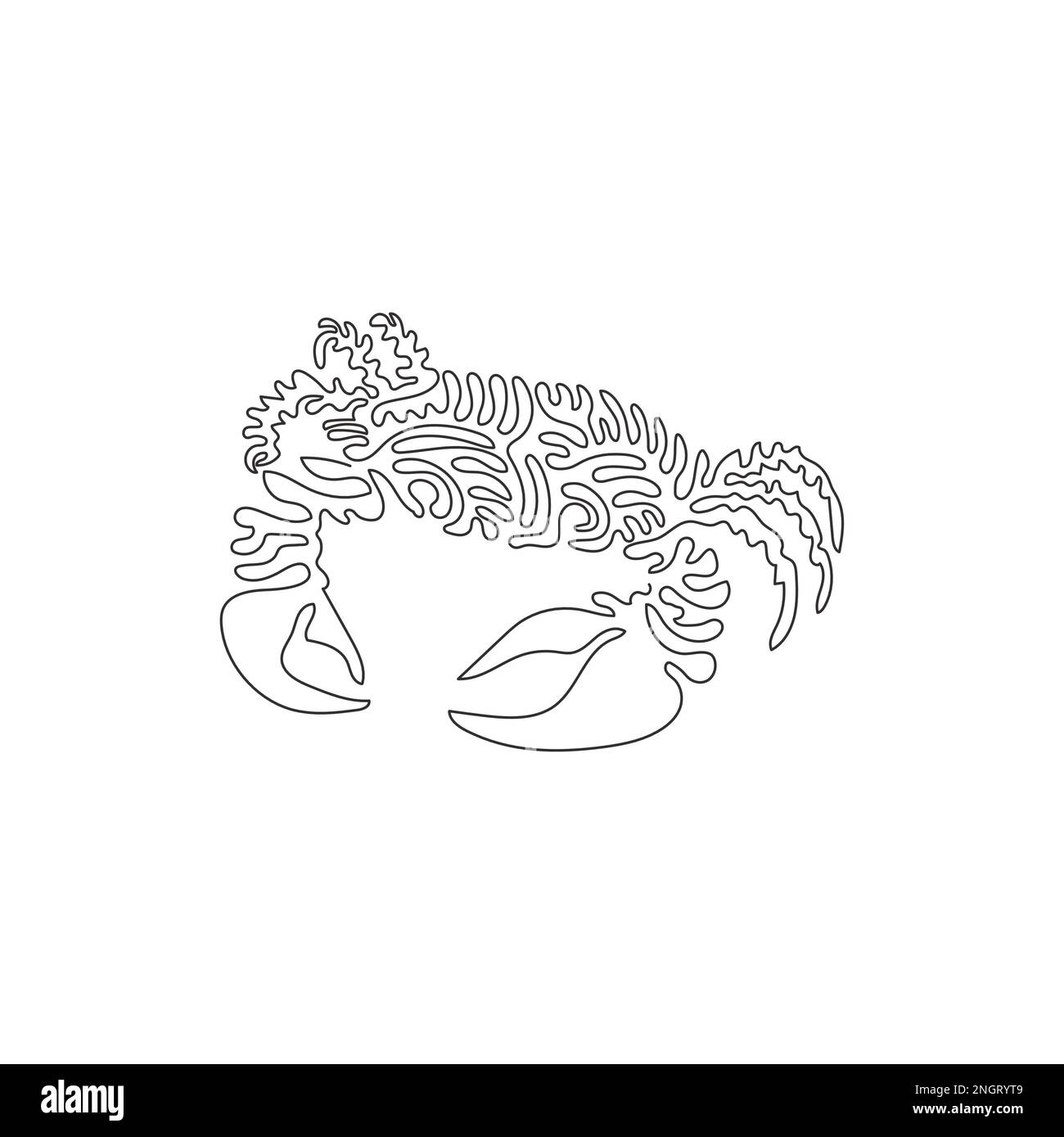 Continuous Curve One Line Drawing Of Cute Crab Abstract Art Single Line Editable Stroke Vector