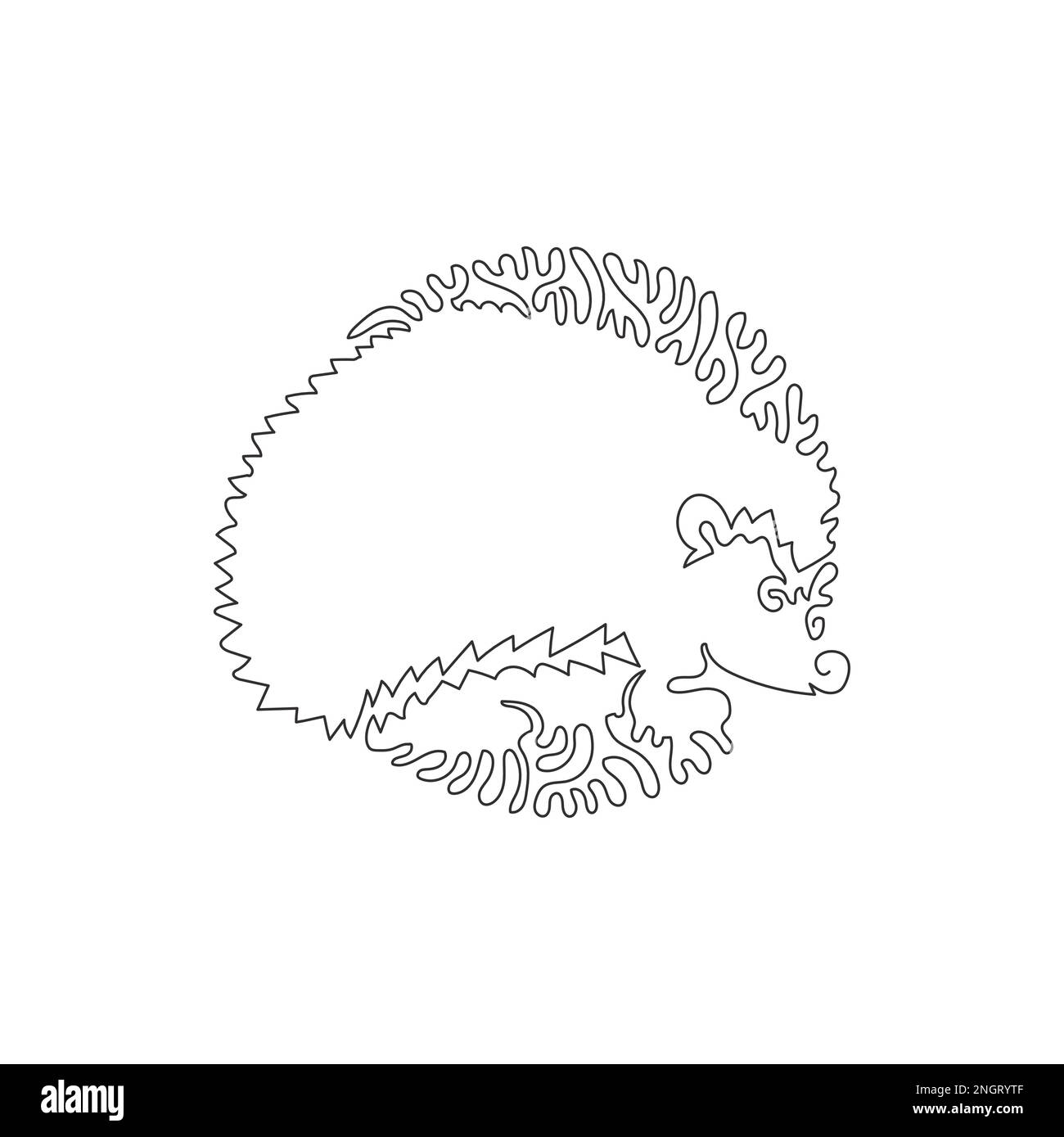 Continuous curve line drawing. The hedgehog is carnivorous. Single line ...