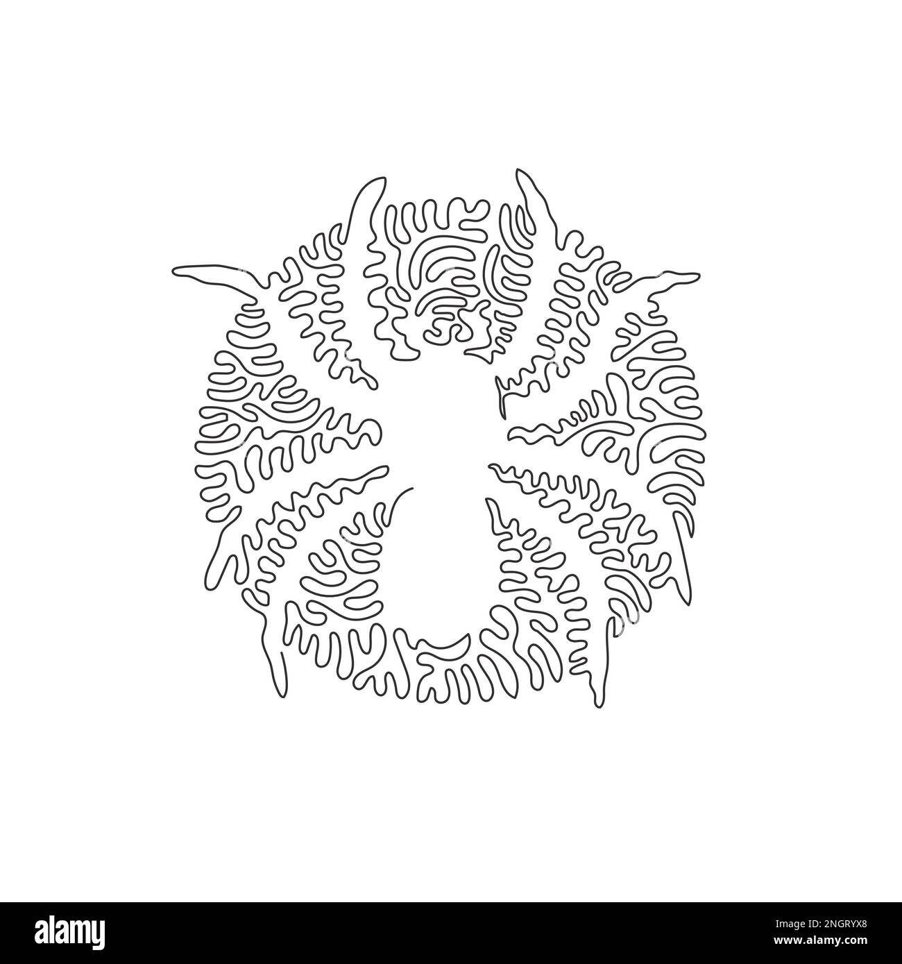 Continuous Curve One Line Drawing Of Super Cute Spider Abstract Art In A Circle Single Line