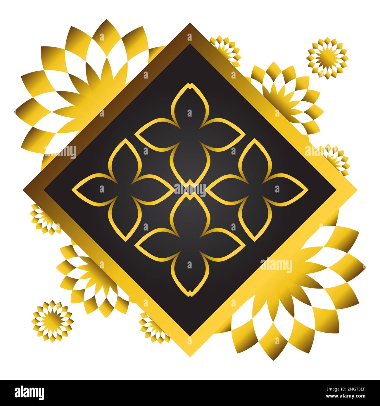 Gradient gold flower border Cut Out Stock Images & Pictures - Alamy