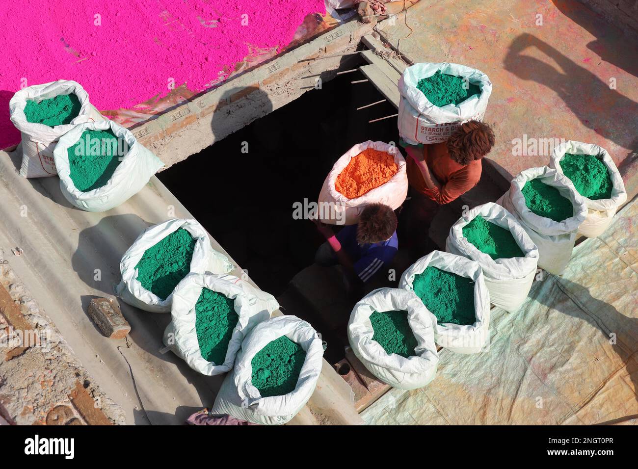 India, Madhya Pradesh, Jabalpur : Ved Pathi students smearing 'gulal ...