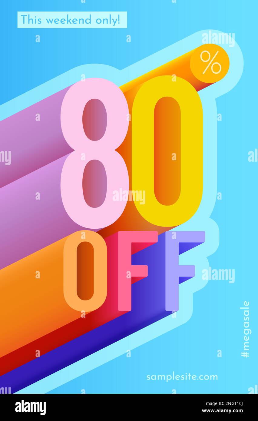 80 percent Off. Discount creative composition. Mega Sale. Vector ...
